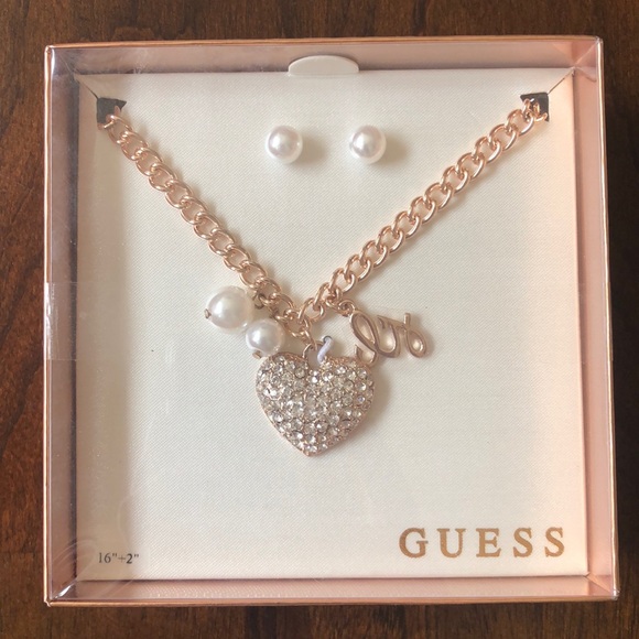 Guess | Jewelry | Guess Rose Gold Tone Necklace And Earrings Set | Poshmark